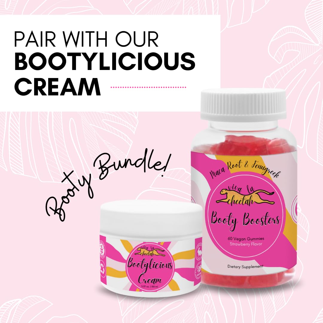 Viva La Cheetah Booty Enhancing Gummy Supplement, Big Butt Enhancer, Workout Support, Multivitamin for Women, Natural Glute Boost Vitamins for a Curvy Shape & Max Gains, 60 Vegan Gummies