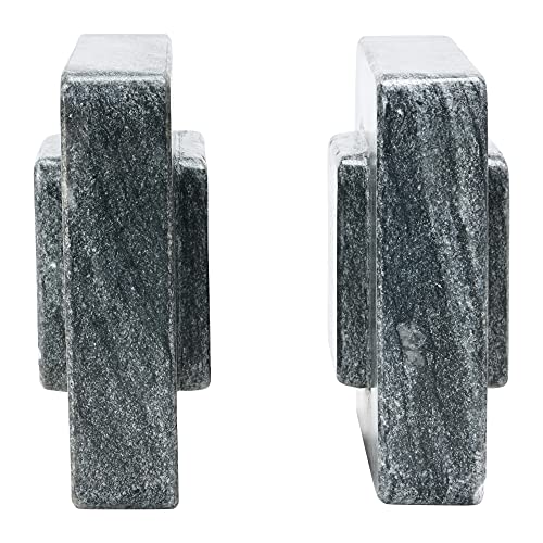 Main + Mesa Square Marble Bookends, Black
