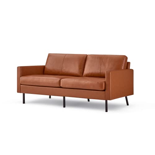 Z-hom 70" Top-Grain Leather Sofa, 2-Seat Upholstered Loveseat Sofa Modern Couch, Luxury Classic for Living Room Bedroom Apartment Office