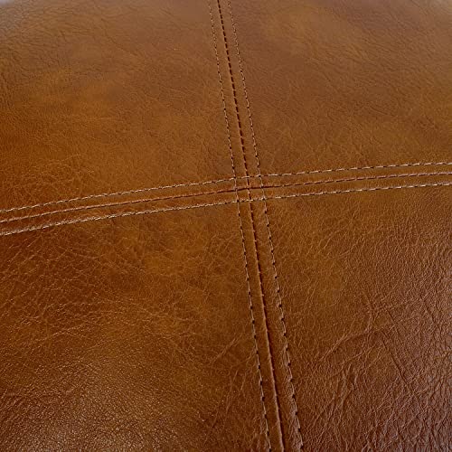 Thgonwid Unstuffed Faux Leather Pouf Cover, Handmade Footstool Ottoman Storage Solution, Floor Footrest Cushion - 16.5βx12.5β, Amaretto
