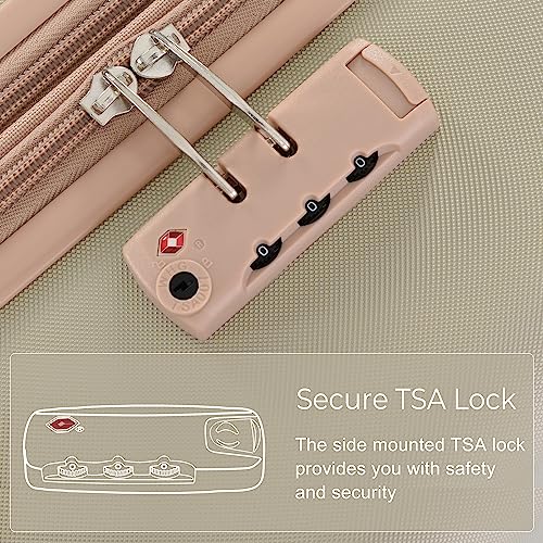 Merax 3 Pcs Expandable ABS Hardshell Luggage Sets with Spinner Wheel Suitcase TSA Lock Suit Case, Golden Green, (20/24/28)
