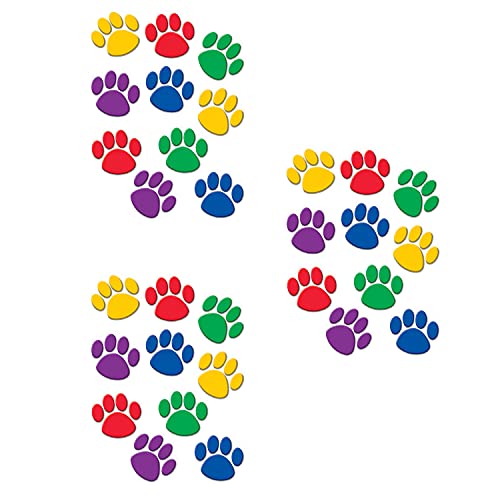 Teacher Created Resources Colorful Paw Print Accents, 30 Per Pack, 3 Packs