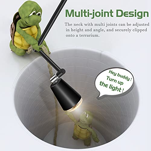 Fischuel Flexible Heating Lamp UVB Lamp with Clamp Fixtures, Reptile and Aquarium, Terrarium and Vivarium Basking Lamps and Spotlight, Comes with 3 Bulbs（Two 50W UVB Bulb & Spotlight Bulb）(E27,110V)
