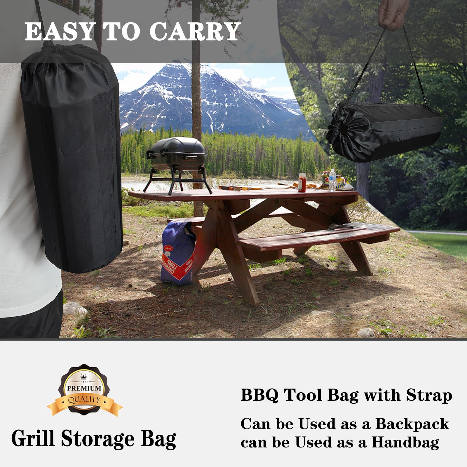 Rilltowpe Grill Utensil Storage, Grilling Bags for Outdoor Grilling, Grill Tool Storage, Grill Tools BBQ Bag, Foldable Grill Bag for Camping and Hiking BBQ.