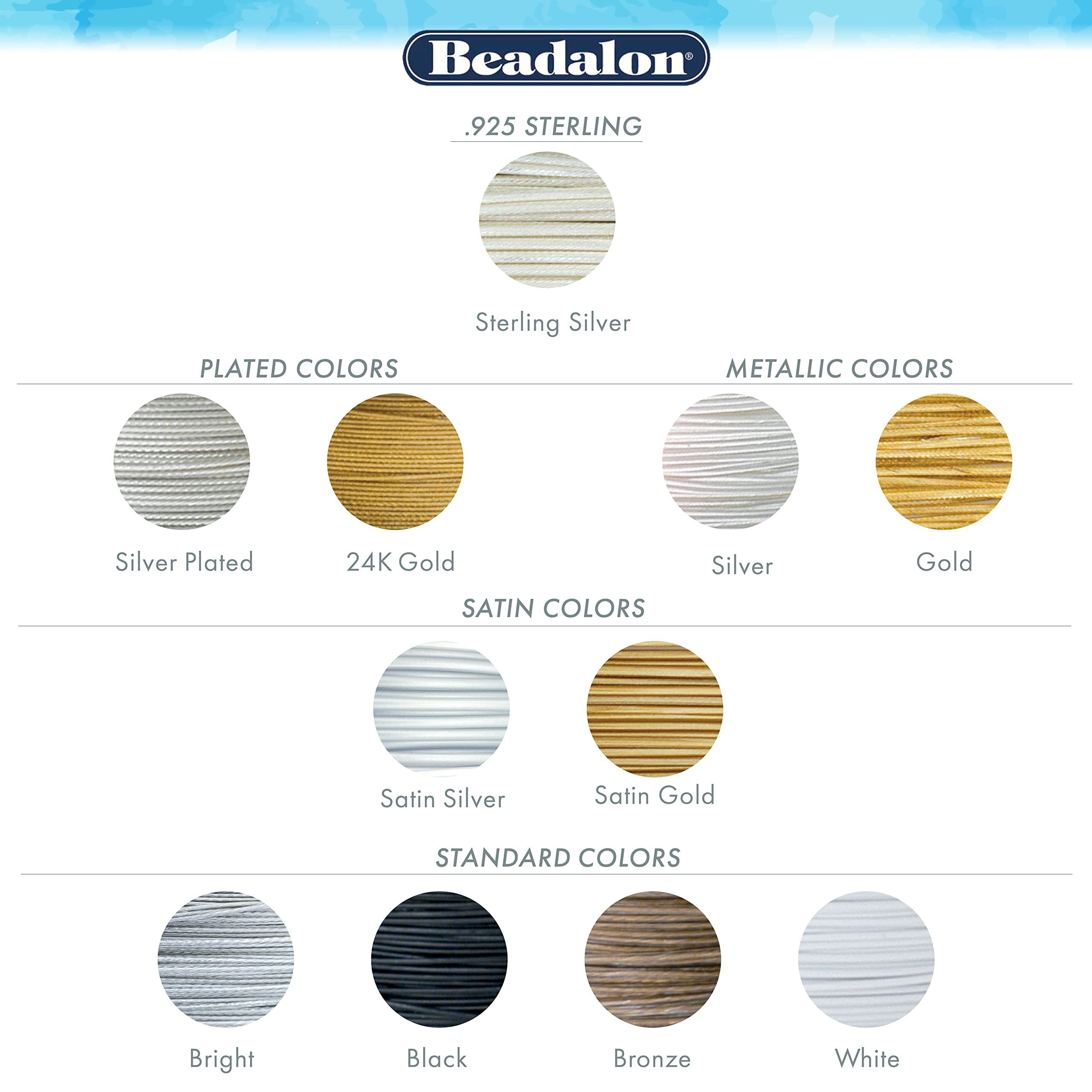 Beadalon 49 Strand Stainless Steel Bead Stringing Wire.018 in / 0.46 mm, Bright, 10 ft / 3.1 m