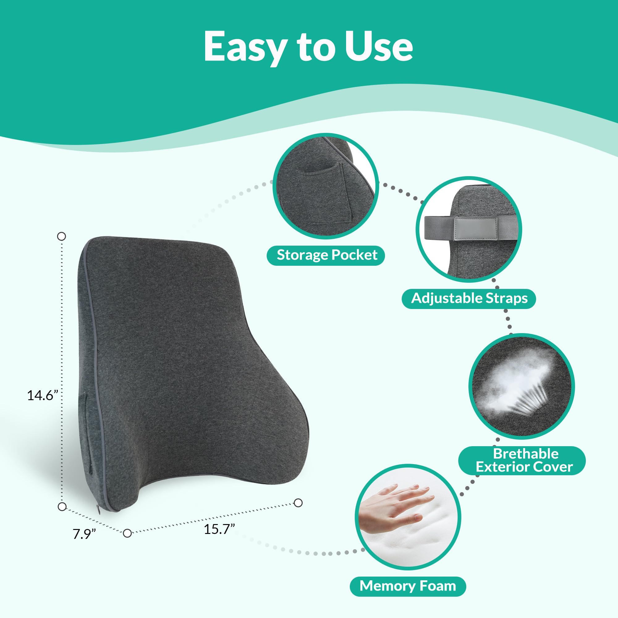 Snailax Heated Lumbar Support Pillow for Office Chair, Back Support Pillow for Car, Adjustable Heat and Vibration, Ergonomic Back Cushion, Improve Posture & Pain, Lower Back Massager,Gifts