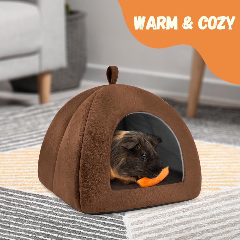 Tierecare Guinea Pig Hideout Washable Small Animal Bed Cozy House Hideaway Hide Hut for Dwarf Rabbit Chinchilla Hedgehog Ferret Cage Accessories