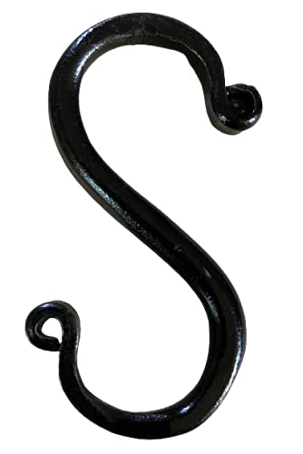 Saving Shepherd 6 Wrought Iron S Hooks - 3inch Hand Forged with Scrolls (Set of Six) by Amish Blacksmith Lancaster Pennsylvania USA Black