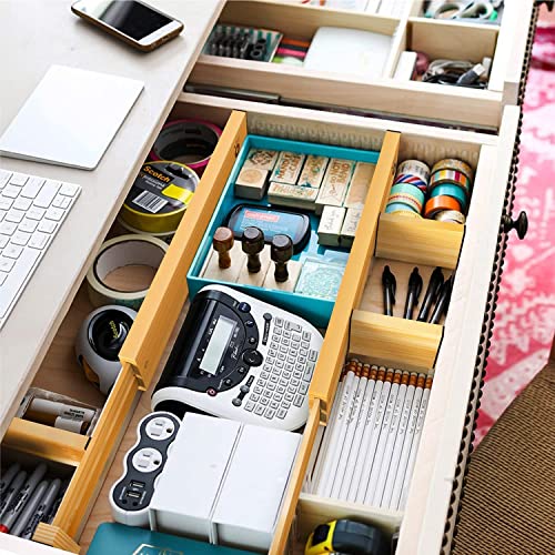 ANTOWIN Bamboo Drawer Dividers Organizers, Drawer Separators Splitter,13-17 inches Long Adjustable Spring-loaded Organizer for Large Utensil, Clothes, Tools Drawers (4+3)
