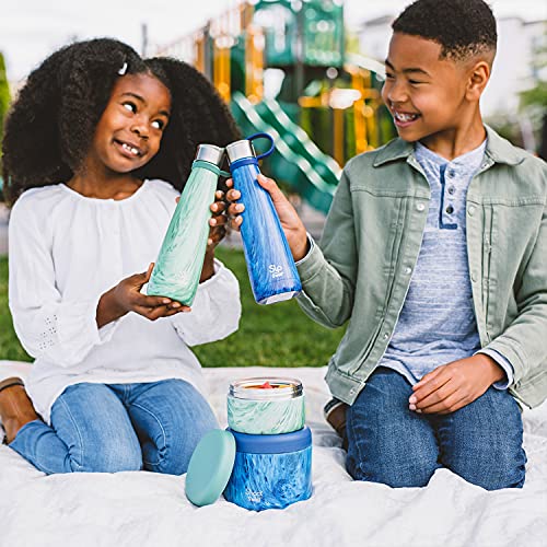 S'ip by S'well Stainless Steel Water Bottle - 15 Oz - Blue Sunshine - Double-Walled Vacuum-Insulated Keeps Drinks Cold for 24 Hours and Hot for 10 - with No Condensation - BPA-Free