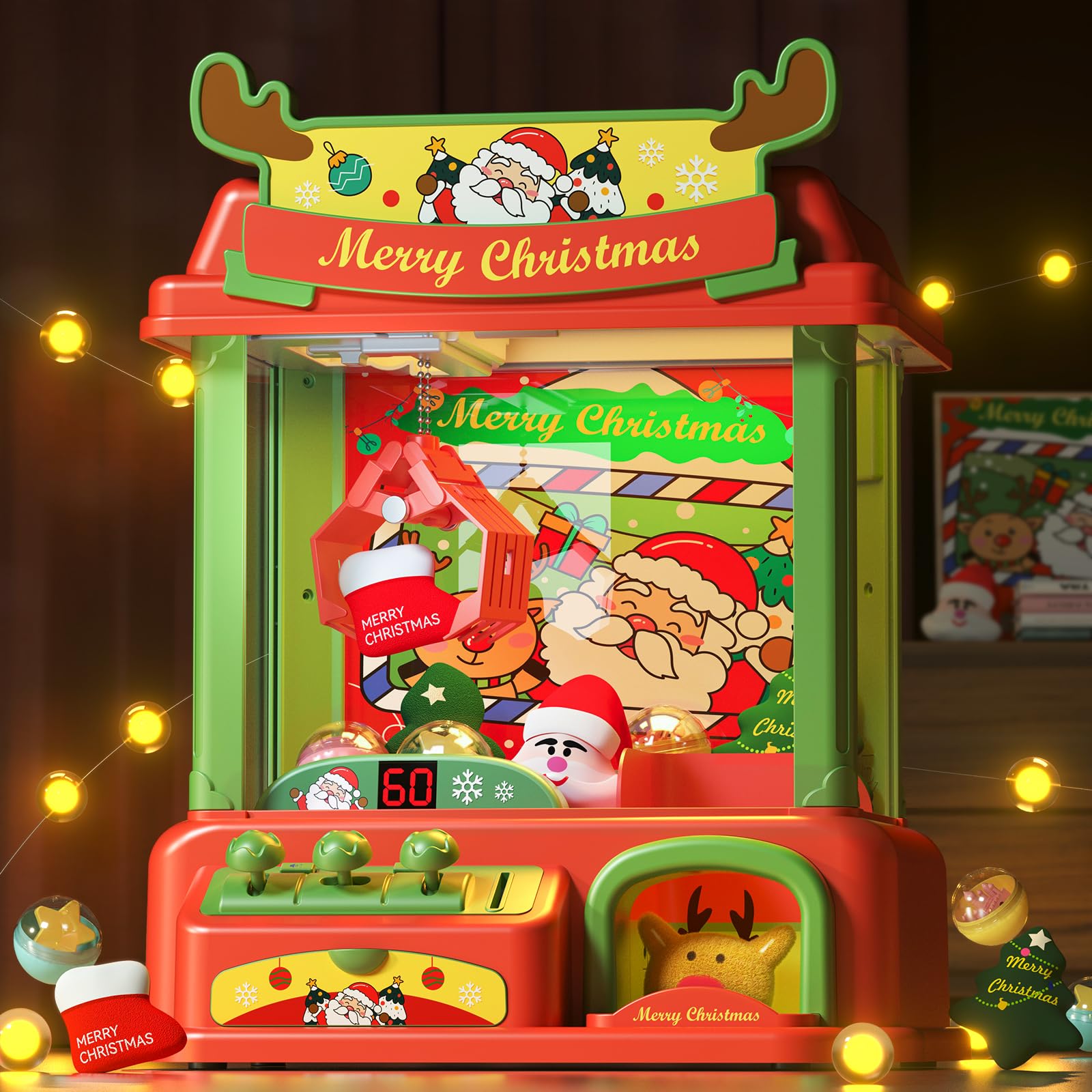 DOLIVE Claw Machine for Kids, Electronic Arcade Game Machine with Music, Green Mini Vending Machine, for Girls Age 4 5 6 7 8 9 10+