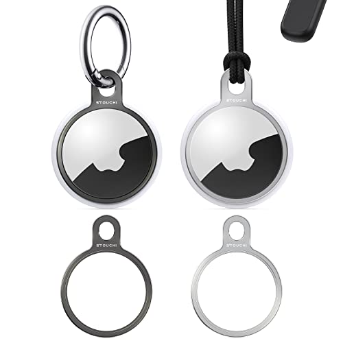 2 Packs AirTag Holder Key Ring, Stouchi Aluminium Invisible Slim Keychain Case for AirTags 2021 Finder Items iPhone 13/12 Dogs, Keys, Backpacks Air Tag Accessories