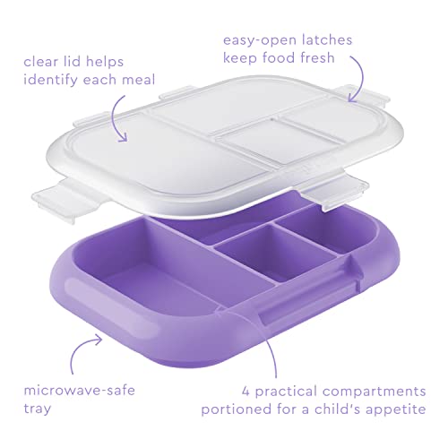 Bentgo® Kids Chill Tray with Transparent Cover - Reusable, BPA-Free, 4-Compartment Meal Prep Container with Built-In Portion Control for Healthy, At-Home Meals & On-the-Go Lunches (Purple)