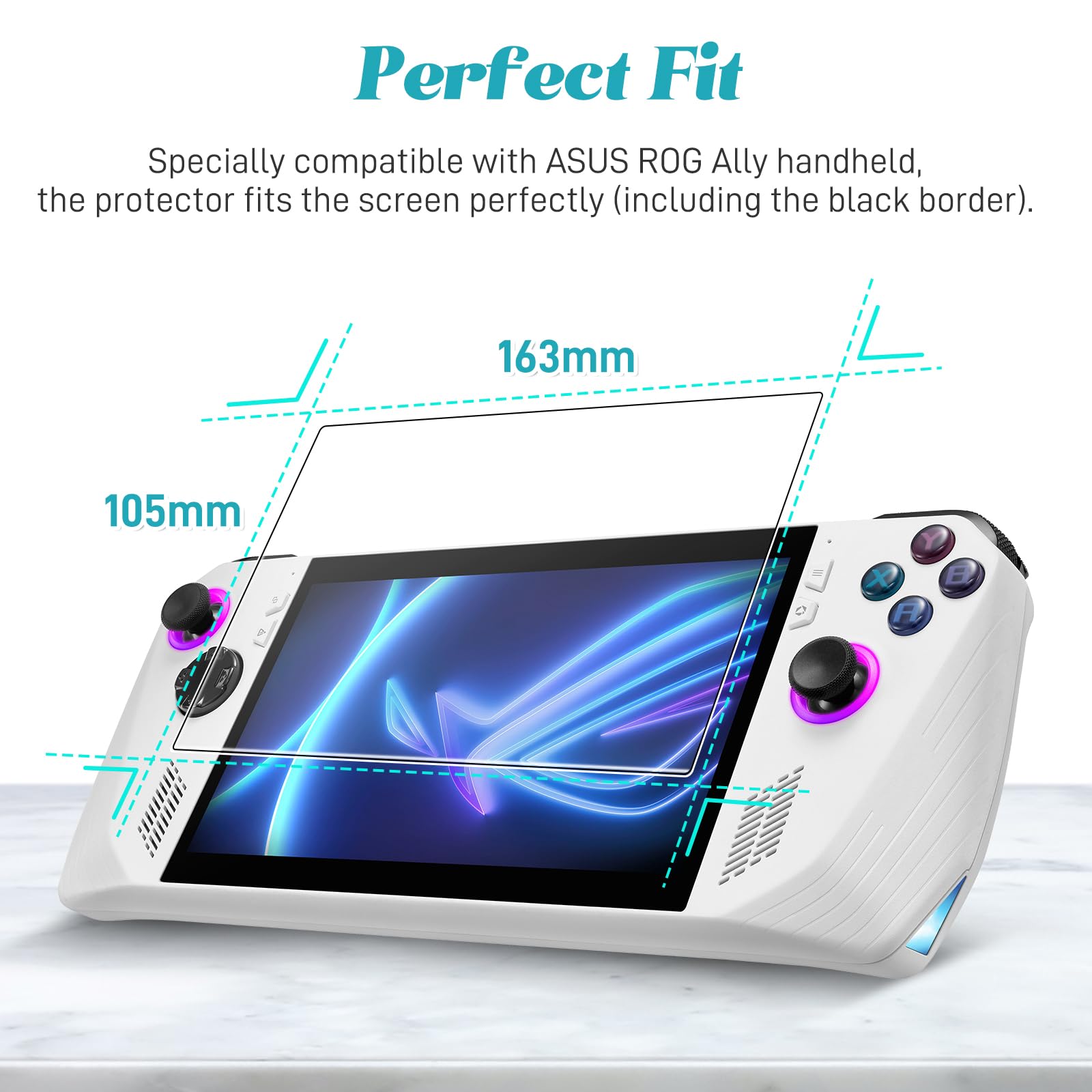 TERPINK 2 Pack Screen Protector Tempered Glass Compatible with ASUS ROG Ally Handheld 7 inch 2023, 9H Tempered Glass, 2.5D Arc Edge, Transparent Ultra HD, Anti-Scratch