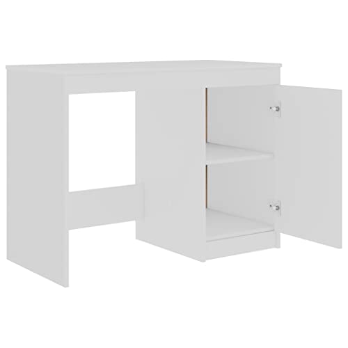 BynJoo Small Writing Desk Computer Desk,Wood Secretary Desks for Home Office,Homework and School Studying Writing Desk,for Homefor Simple Corner Desk with One Integrated Cabinet.White(39.4" Inche)