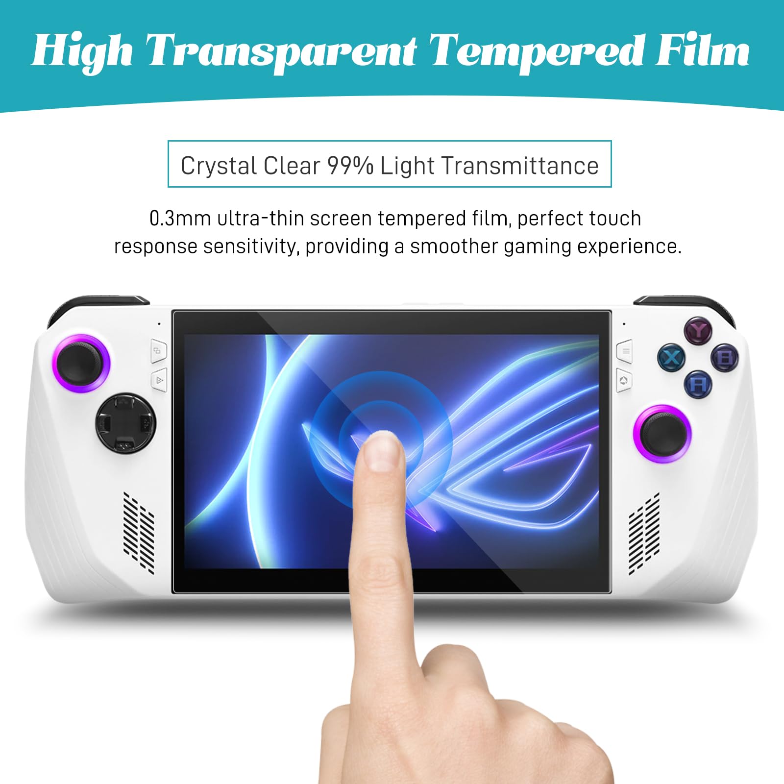 TERPINK 2 Pack Screen Protector Tempered Glass Compatible with ASUS ROG Ally Handheld 7 inch 2023, 9H Tempered Glass, 2.5D Arc Edge, Transparent Ultra HD, Anti-Scratch