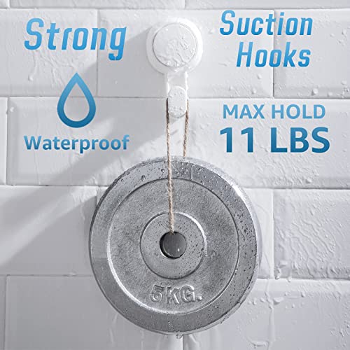 VELMADE Shower Suction Cup Hooks 4 Pack, Heavy Duty Towel Hanger for Shower, Wall Mounted Strong Hanging Suction Cup Hooks No Drilling, Removable Suction Cup Hooks Waterproof, White