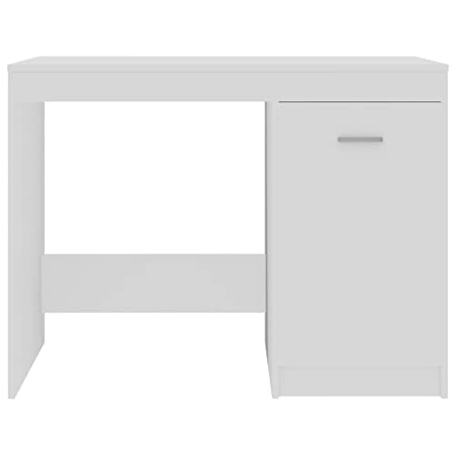BynJoo Small Writing Desk Computer Desk,Wood Secretary Desks for Home Office,Homework and School Studying Writing Desk,for Homefor Simple Corner Desk with One Integrated Cabinet.White(39.4" Inche)