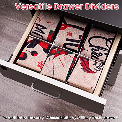 NiHome 8PCS Adjustable Drawer Divider Set, 12.6"x2.75" Flexible Plastic Drawer Organizer Grid for Socks, Underwear, Makeup, Stationary Storage, Home Kitchen Bedroom Dresser Office Desk (White)