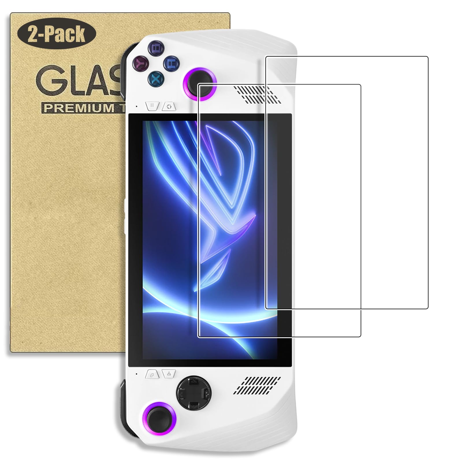 TERPINK 2 Pack Screen Protector Tempered Glass Compatible with ASUS ROG Ally Handheld 7 inch 2023, 9H Tempered Glass, 2.5D Arc Edge, Transparent Ultra HD, Anti-Scratch