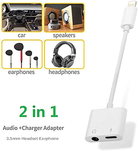 Lightning to 3.5mm Headphones Jack Adapter for iPhone, iPhone Headphones Adapter Dongle Aux Audio Charger Splitter Compatible with iPhone 12/11/XS/XR/X 8 7,iPad-Support All iOS [Apple MFi Certified]