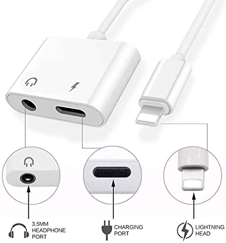 Lightning to 3.5mm Headphones Jack Adapter for iPhone, iPhone Headphones Adapter Dongle Aux Audio Charger Splitter Compatible with iPhone 12/11/XS/XR/X 8 7,iPad-Support All iOS [Apple MFi Certified]