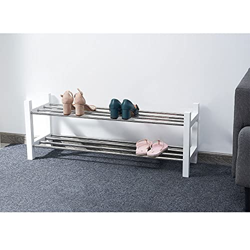 TOYLNGA Storage Racks and Shelving,Free Standing Shoe Racks,2 Tier Shoe Shelves,Wall Mounted Hanging Shelf,Modern Shelves for Bedroom,Shelving for Living Room,Office Storage and Organization (White)