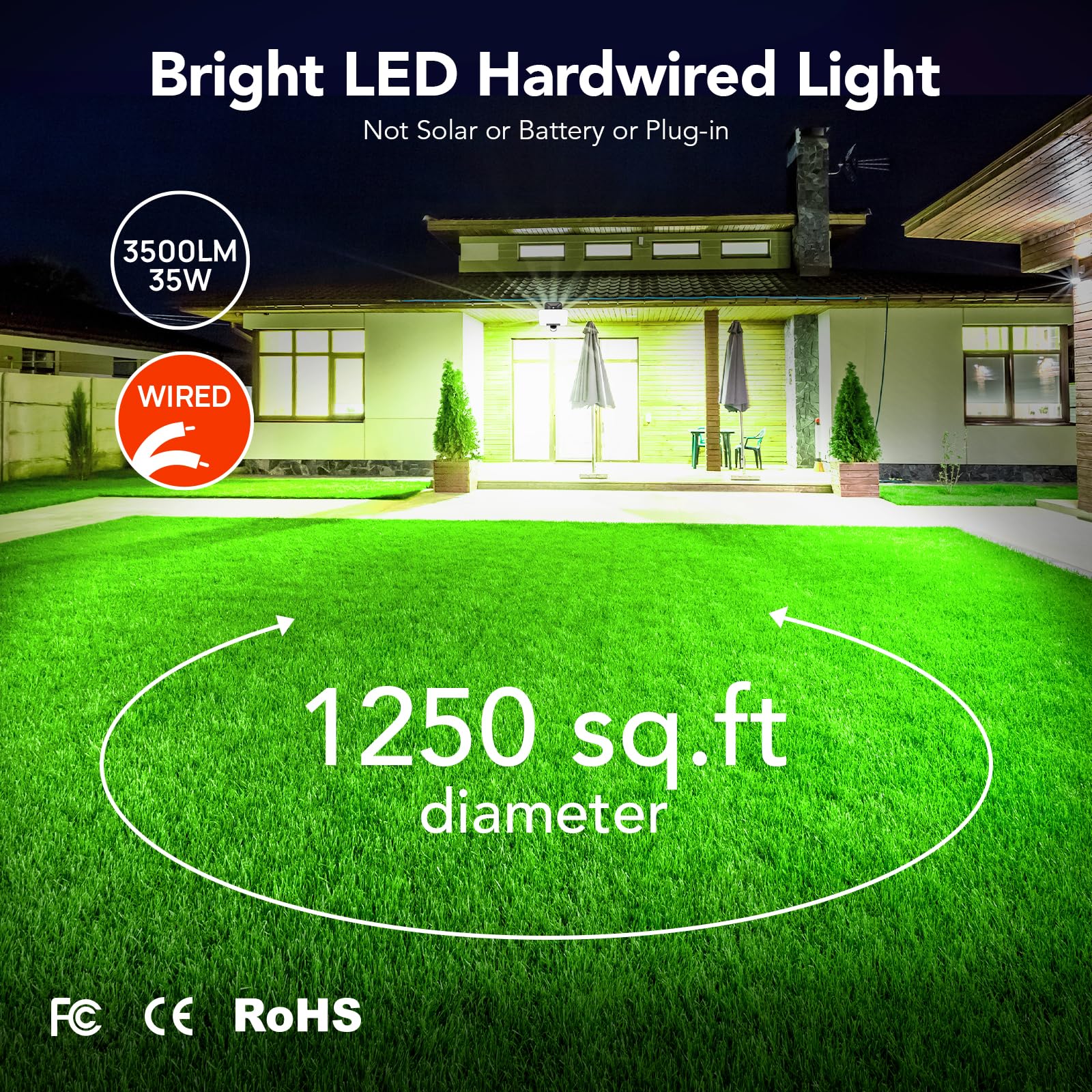 OREiN 3CCT Motion Sensor Outdoor Lights 3500LM 35W LED Security Lights, 6000K/4000K/2700K Dusk to Dawn Flood Lights Outdoor, IP65 Waterproof Motion Sensor Flood Lights for Garage, Yard, 2 Pack