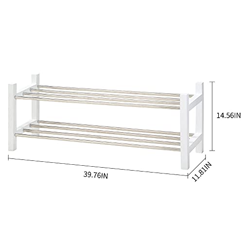 TOYLNGA Storage Racks and Shelving,Free Standing Shoe Racks,2 Tier Shoe Shelves,Wall Mounted Hanging Shelf,Modern Shelves for Bedroom,Shelving for Living Room,Office Storage and Organization (White)