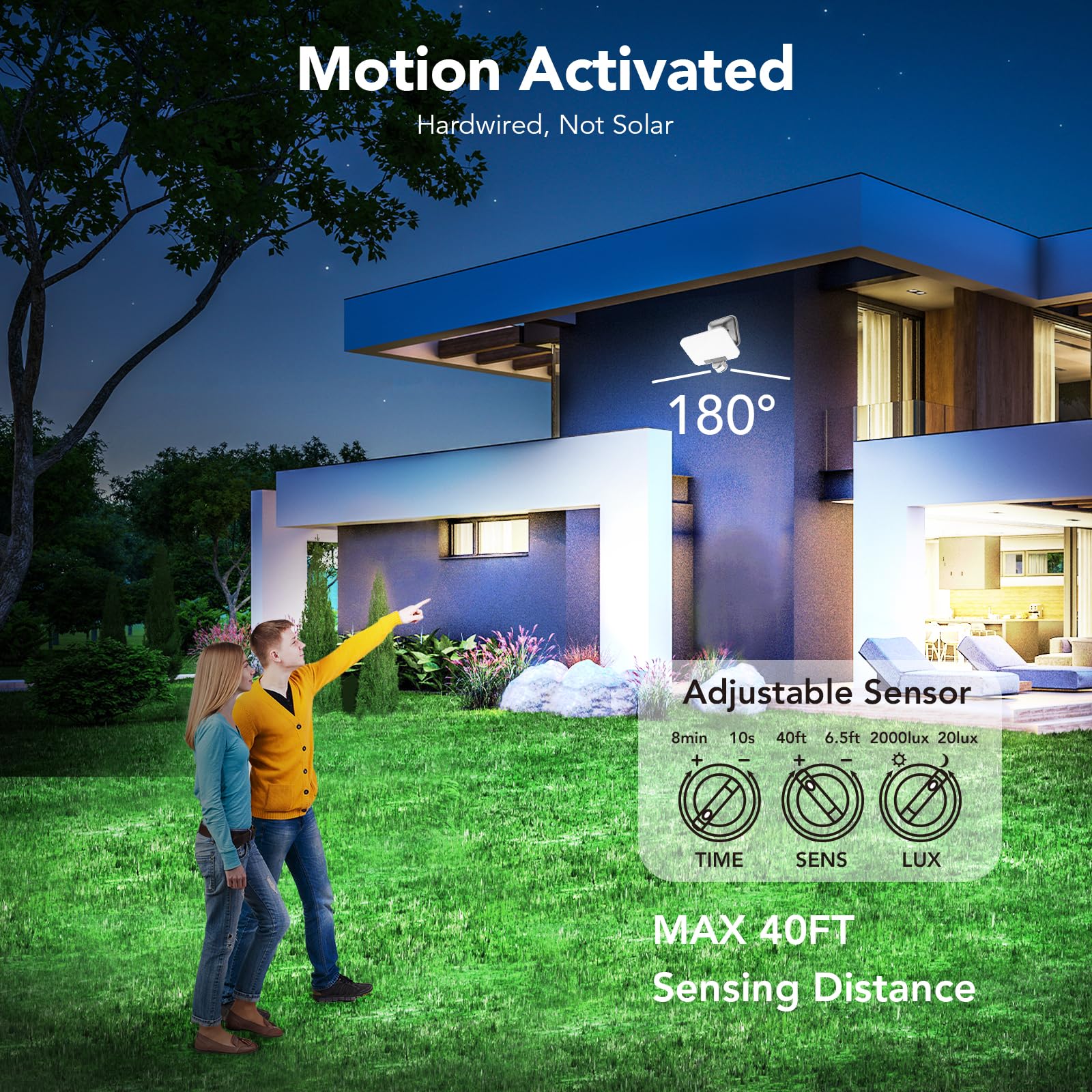 OREiN 3CCT Motion Sensor Outdoor Lights 3500LM 35W LED Security Lights, 6000K/4000K/2700K Dusk to Dawn Flood Lights Outdoor, IP65 Waterproof Motion Sensor Flood Lights for Garage, Yard, 2 Pack