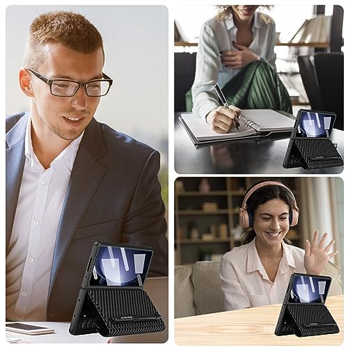 for Samsung Galaxy Z Fold 5 Leather Case with S Pen Holder [Screen Protection + Card Slot + Kickstand] Luxury Leather 360° Shockproof Protection Case for Samsung Galaxy Z Fold 5 5G,Carbon Fiber