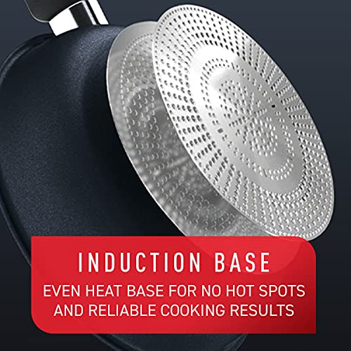 T-fal Platinum Nonstick Cookware Set 12 Piece Induction Pots and Pans, Dishwasher Safe Slate