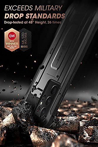SUPCASE UB Pro Series Case for Samsung Galaxy S21 Ultra 5G(2021 Release) Without Built-in Screen Protector, Full-Body Dual Layer Rugged Holster & Kickstand Case with S Pen Slot (Black)