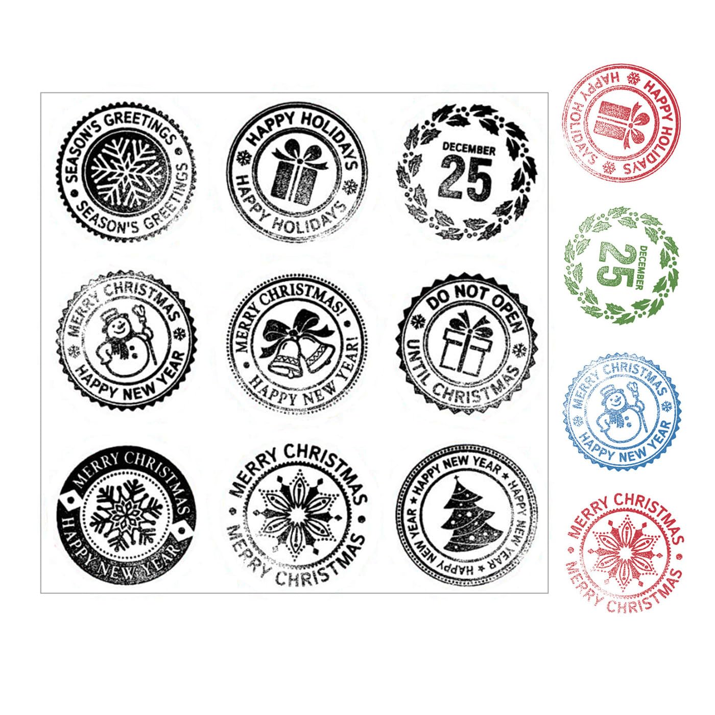 Arbuya Christmas Postage Clear Stamps for Card Making and Journaling, Vintage New Year Rubber Stamps for Crafting Journals Snowflakes Snowman Silicone Stamps for Card Making Crafts
