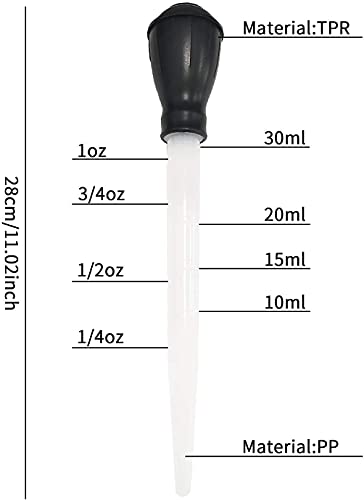 HEIGOO Turkey Baster,30 ml Strong-Suction Plastic Rubber Meat Baster,Used for Cleaning Fish Tanks,Watering Plants,Seasoning in Kitchen Cooking,Transparent