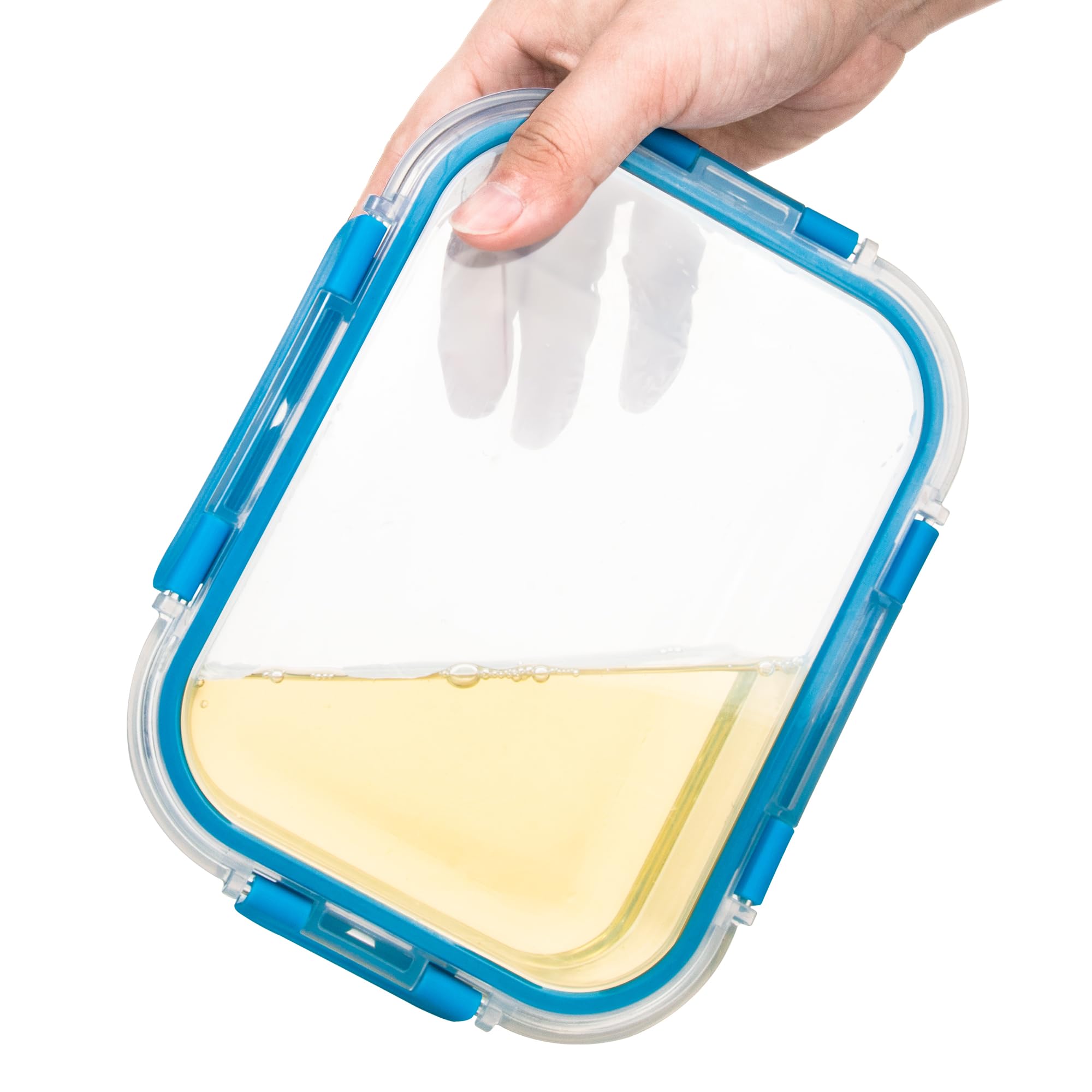 FAWLES 12 Pack Glass Meal Prep Containers with Airtight Lids, Leak-Proof Food Storage Containers, Dishwasher/Microwave/Oven/Freezer Safe Glass Containers for Lunch, Leftovers, to Go (Blue)