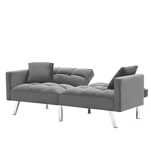 FUTON Sofa Sleeper Velvet with 2 Pillows