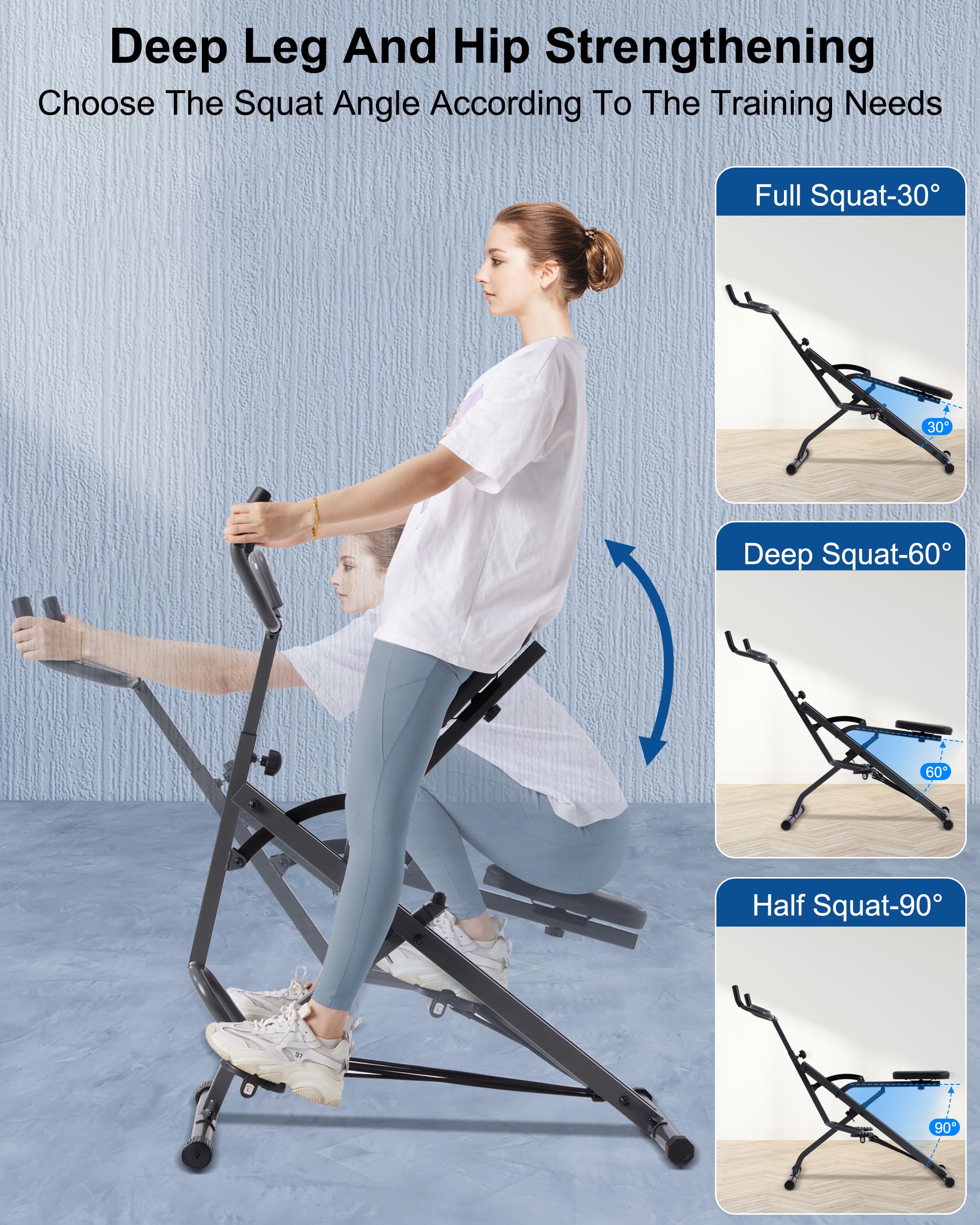 Squat Machine, BORGUSI R303 2 in 1 Squat Rowing Machine, Easy Assembly & Foldable Exercise Equipment, Glute Trainer Machine, Butt & Leg Home Workout Machine