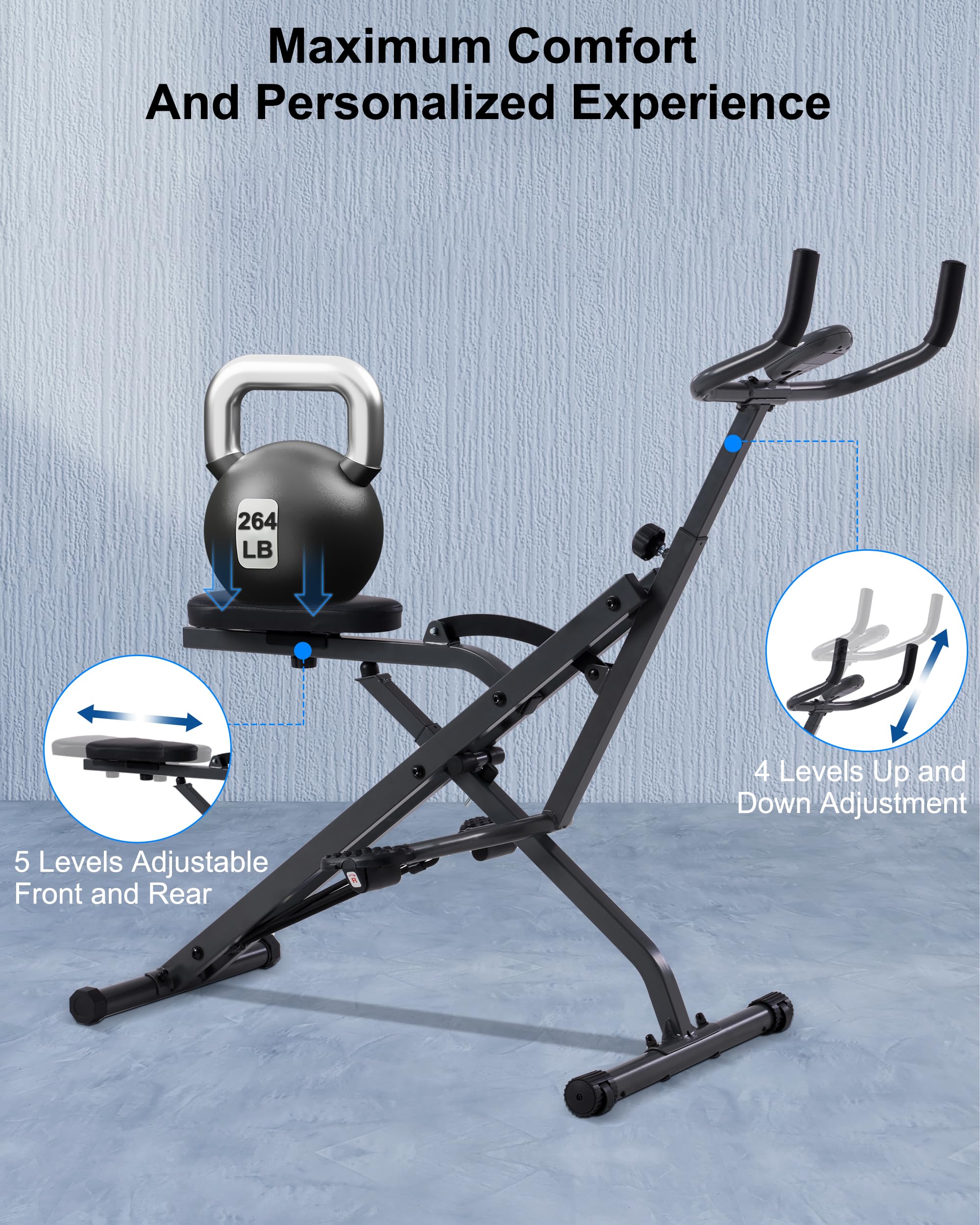 Squat Machine, BORGUSI R303 2 in 1 Squat Rowing Machine, Easy Assembly & Foldable Exercise Equipment, Glute Trainer Machine, Butt & Leg Home Workout Machine