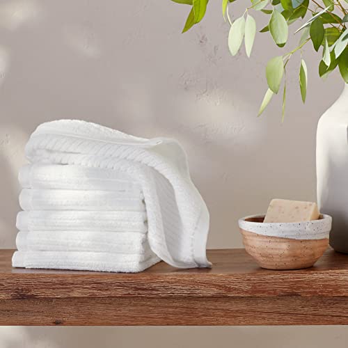 Amazon Aware 100% Organic Cotton Ribbed Bath Towels - Washcloths, 6-Pack, Light Gray