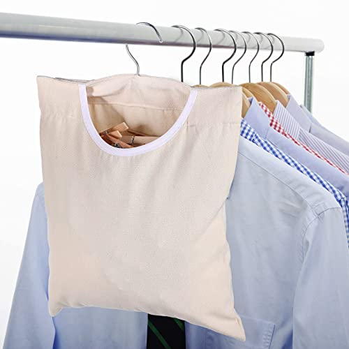 Clothes Pins Bag Holder Laundry Canvas Clothespin Bag with Hanging Hook, 100 Pieces 2.8 x 0.4 Inch Large Wooden Clips Wood Clothespins with Spring for Line-Drying
