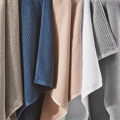Amazon Aware 100% Organic Cotton Ribbed Bath Towels - Washcloths, 6-Pack, Light Gray