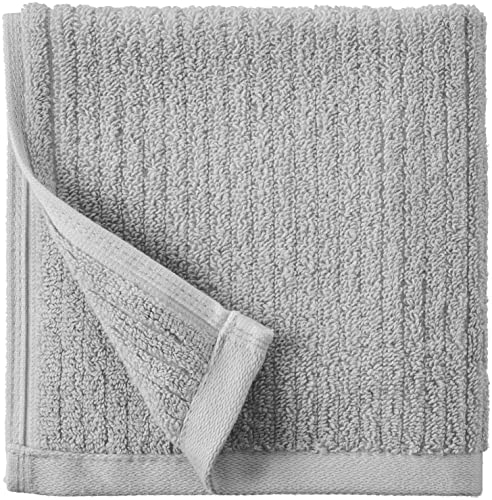 Amazon Aware 100% Organic Cotton Ribbed Bath Towels - Washcloths, 6-Pack, Light Gray