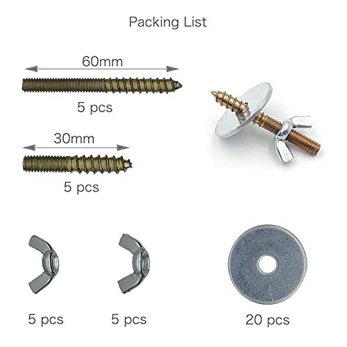 M-TOP Screw and Nuts for Building Bird Perch Stand, Hamster Platform, Chinchilla Wooden House, Small Animal Playground-Connecting and Fixing to Pet Cage(10 Packs)