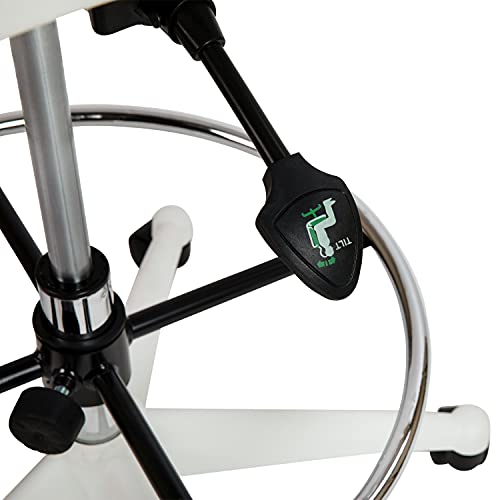 EMMA + OLIVER Gray Mid-Back Mesh Drafting Chair with White Frame and Flip-Up Arms