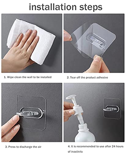 ZQSM New Shower Gel Bottle Rack Hook,Drill Free Transparent and Traceless O Ring Hooks,Shower Gel Bottle Rack Hook Bracket,Multifunctional Round Hook self Adhesive Wall Mounted (20PCS)