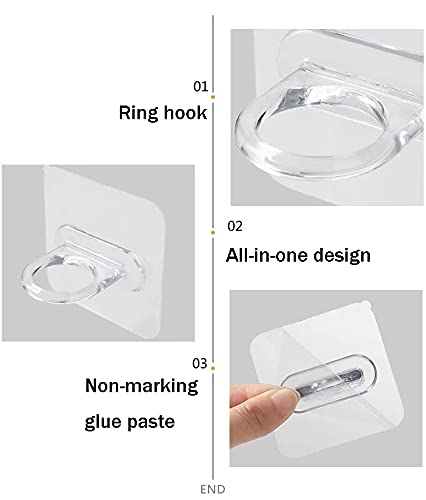 ZQSM New Shower Gel Bottle Rack Hook,Drill Free Transparent and Traceless O Ring Hooks,Shower Gel Bottle Rack Hook Bracket,Multifunctional Round Hook self Adhesive Wall Mounted (20PCS)