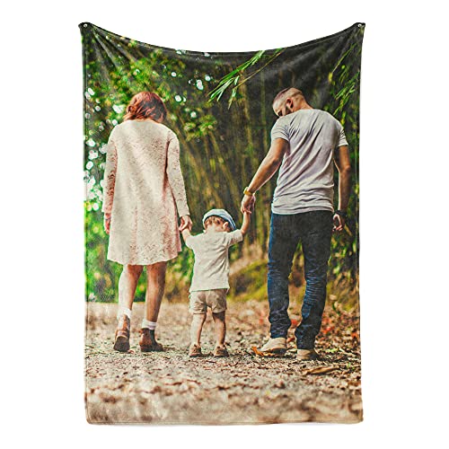 Personalized Photo Blanket: Custom Soft Throw with Picture, Fleece or Sherpa Family Photo Gift, Customized Flannel Bedding Birthday Present with Customizable Image (60"x80" Sherpa)