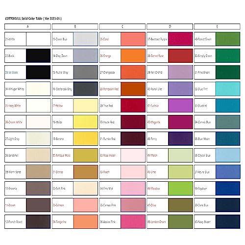COTTONVILL Solid 60 Colors Precut Fabric 20COUNT Cotton for Quilting (5inch Square, 02-Black)