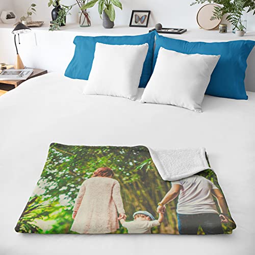Personalized Photo Blanket: Custom Soft Throw with Picture, Fleece or Sherpa Family Photo Gift, Customized Flannel Bedding Birthday Present with Customizable Image (60"x80" Sherpa)